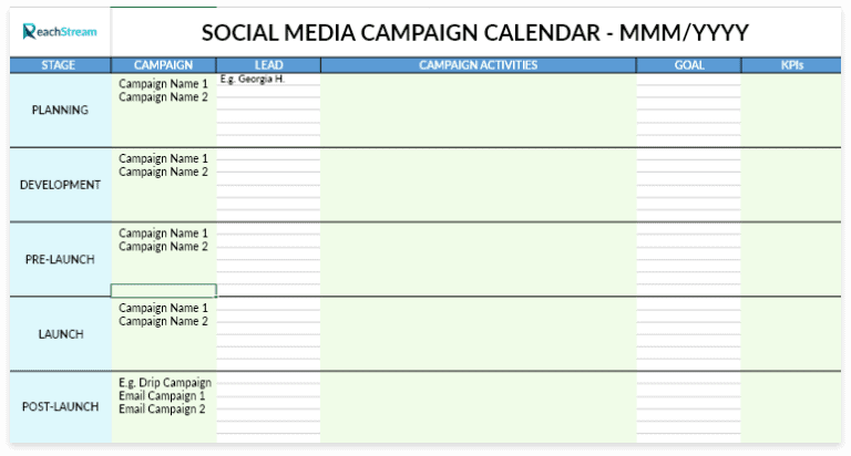 Social Media Campaign Calendar - Free Template [2025]